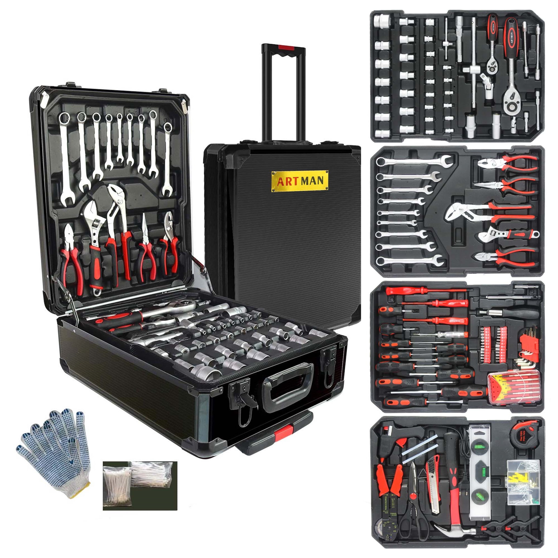 Aukfa 899 Pcs Tool Set, General Hand Tool Kit with Toolbox for ...