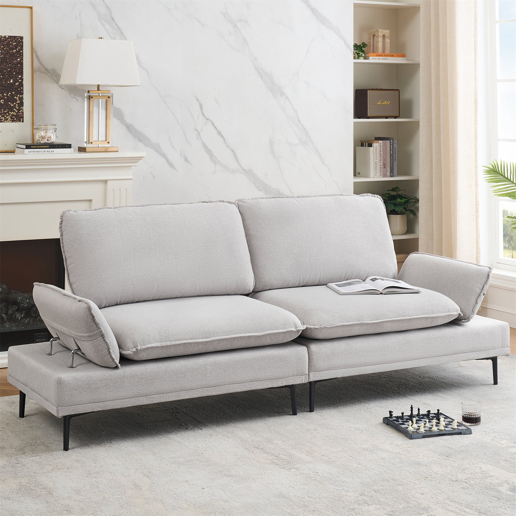 Aukfa 90 Modern Comfy Sofa Adjustable Armrest Sleeper Couch for Living ...