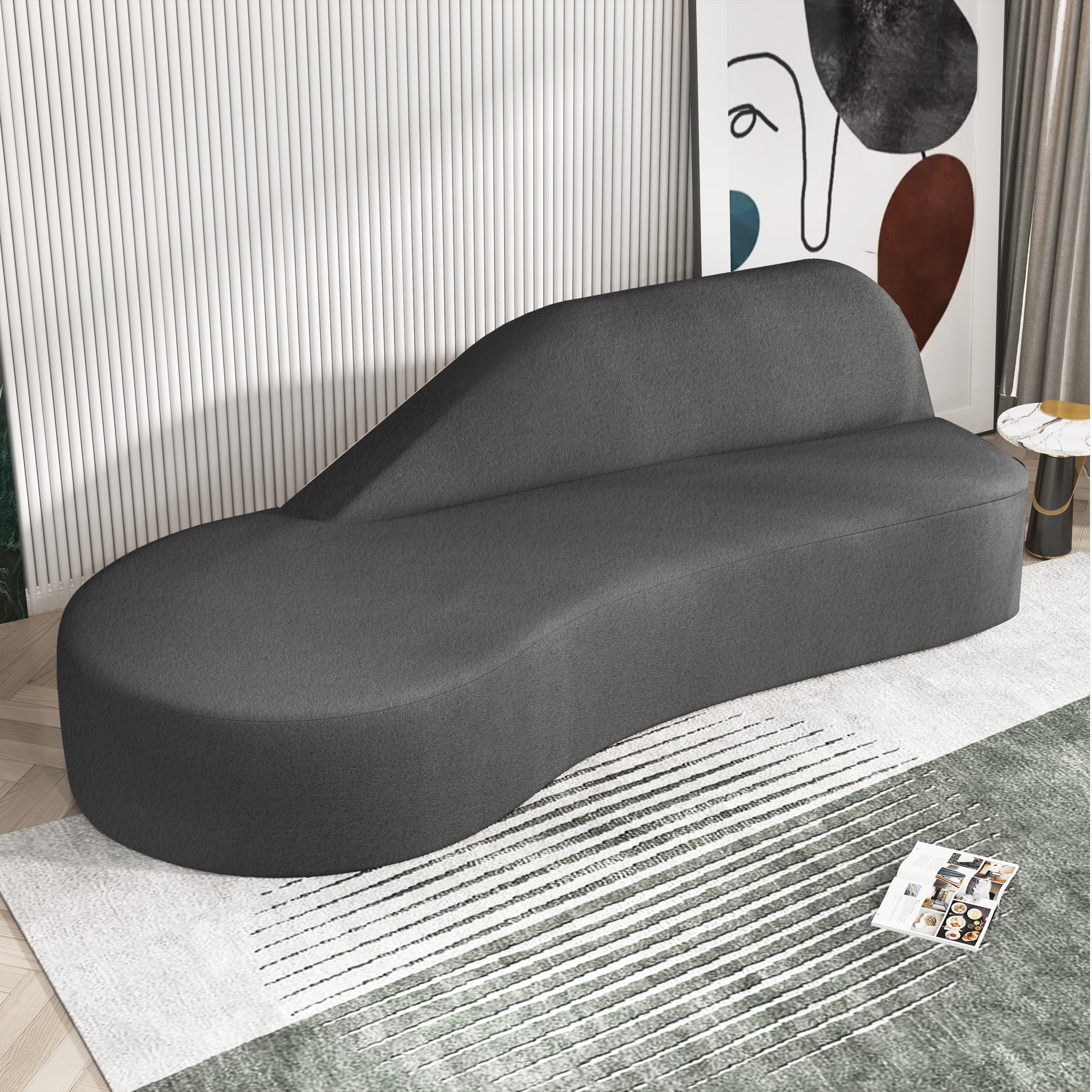 FocalSweet 91" Comfy Sofa 3 Seater Curved Couch with Deep Seat for ...