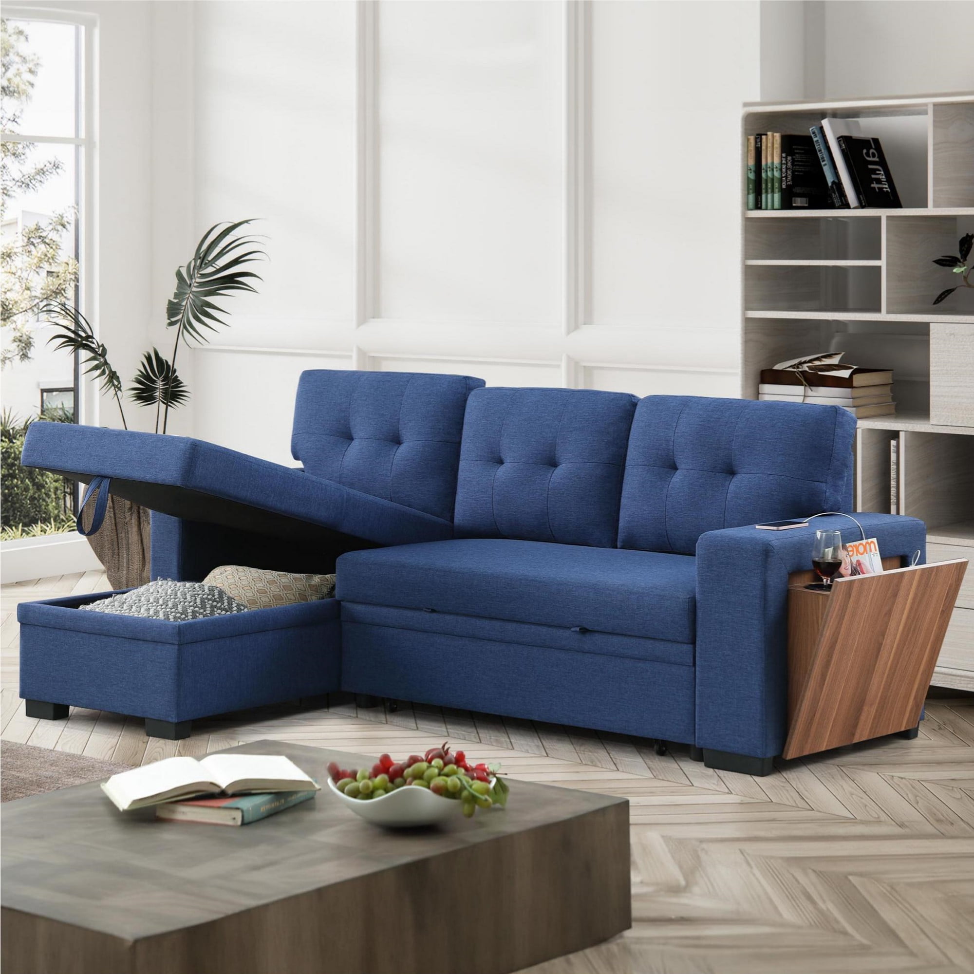 Aukfa 92 Sofa Bed with USB & Cupholder Console - Walmart.com
