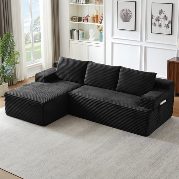 Aukfa 96" L-Shaped Cloud Sectional Sofa, Modular Boneless Couch with ...