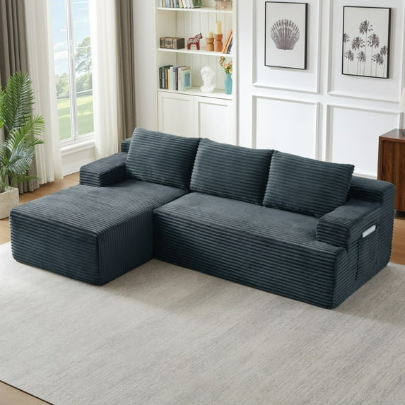 Aukfa 96" L-Shaped Cloud Sectional Sofa, Modular Boneless Couch with ...