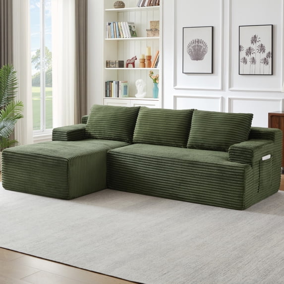 Aukfa 96" L-Shaped Cloud Sectional Sofa, Modular Boneless Couch with ...