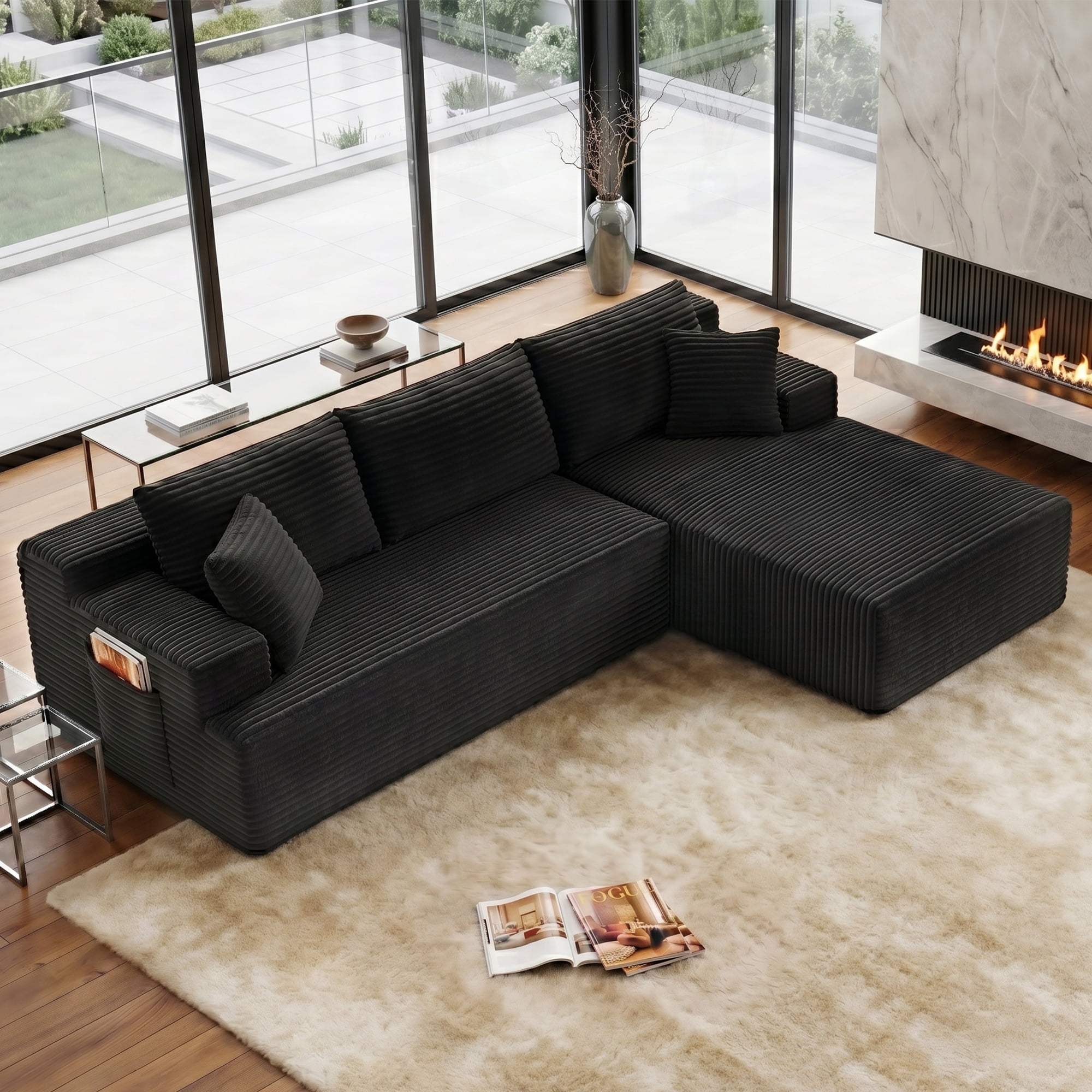 Aukfa 96" L-Shaped Cloud Sectional Sofa, Modular Boneless Couch with ...