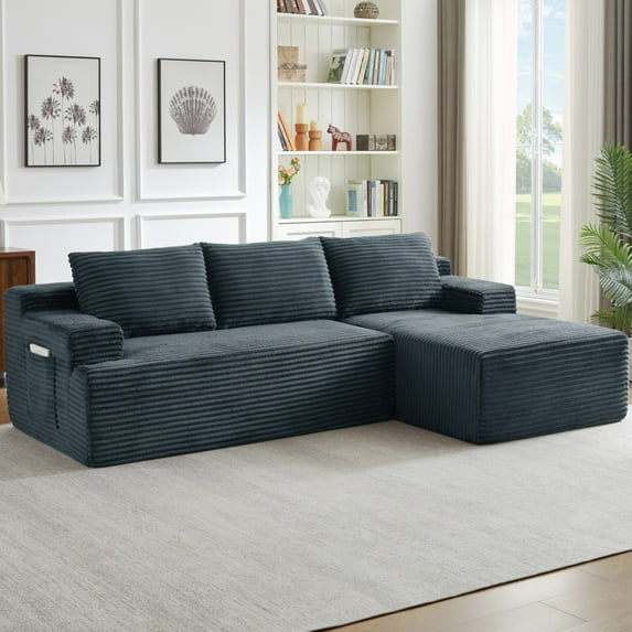 Aukfa 96" L-Shaped Cloud Sectional Sofa, Modular Boneless Couch with ...