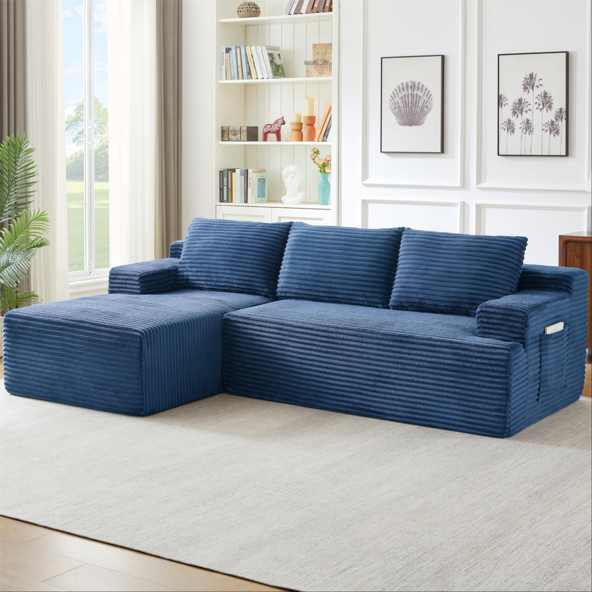 Aukfa 96" Cloud Sectional Sofa Boneless Couch Modular Sofa Bed for ...