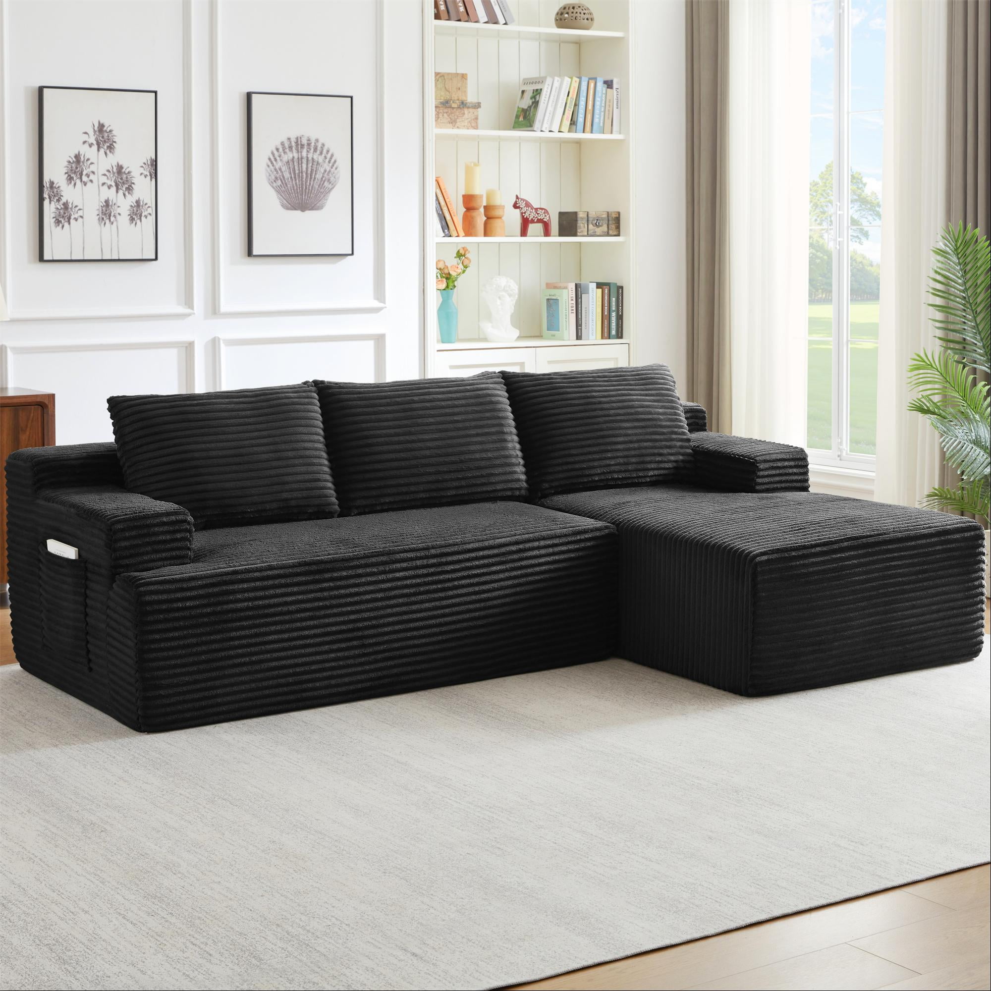 Aukfa 96" Modular Sectional Sofa Deep Seat Couch w/ 2 Side Pockets for ...