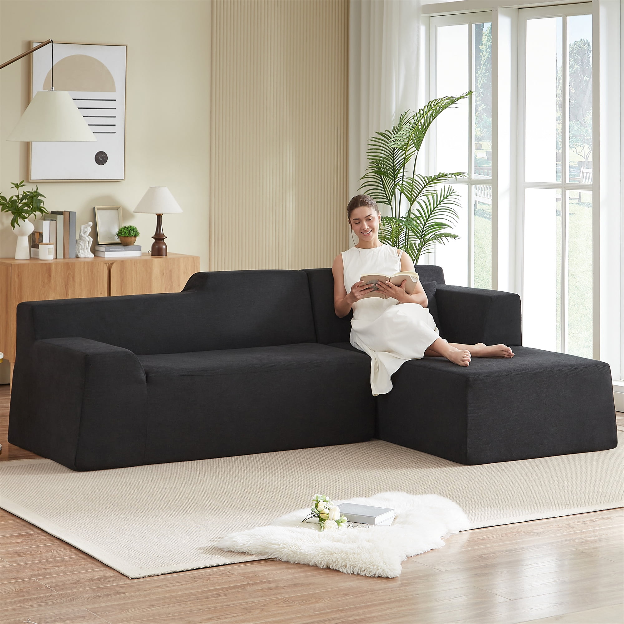 Aukfa 97" Cloud Sectional Sofa Trapezoid Modular Couch for Living Room ...