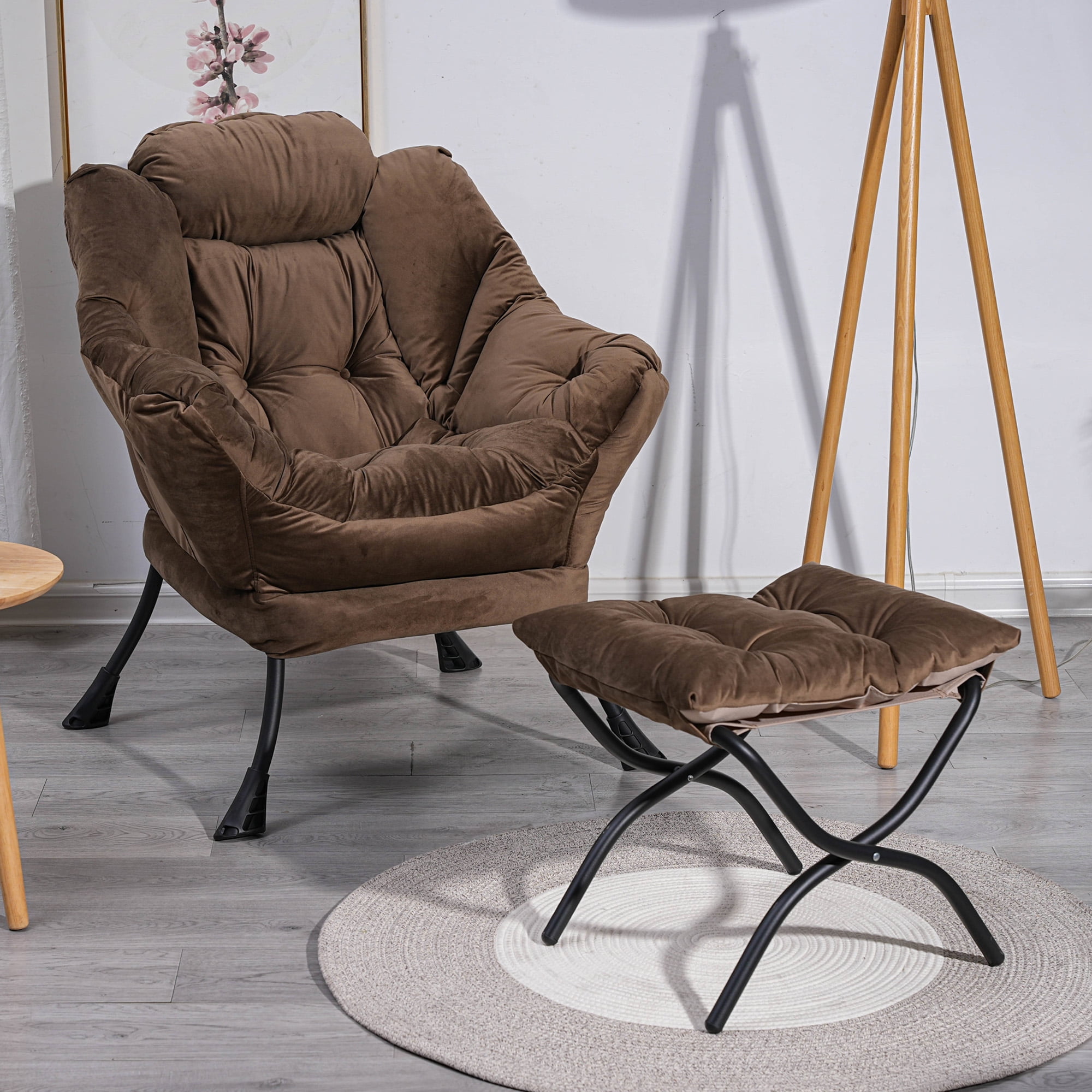 Aukfa Accent Chair with Ottoman,Lazy Lounge Chair with Arm,Side Pocket ...