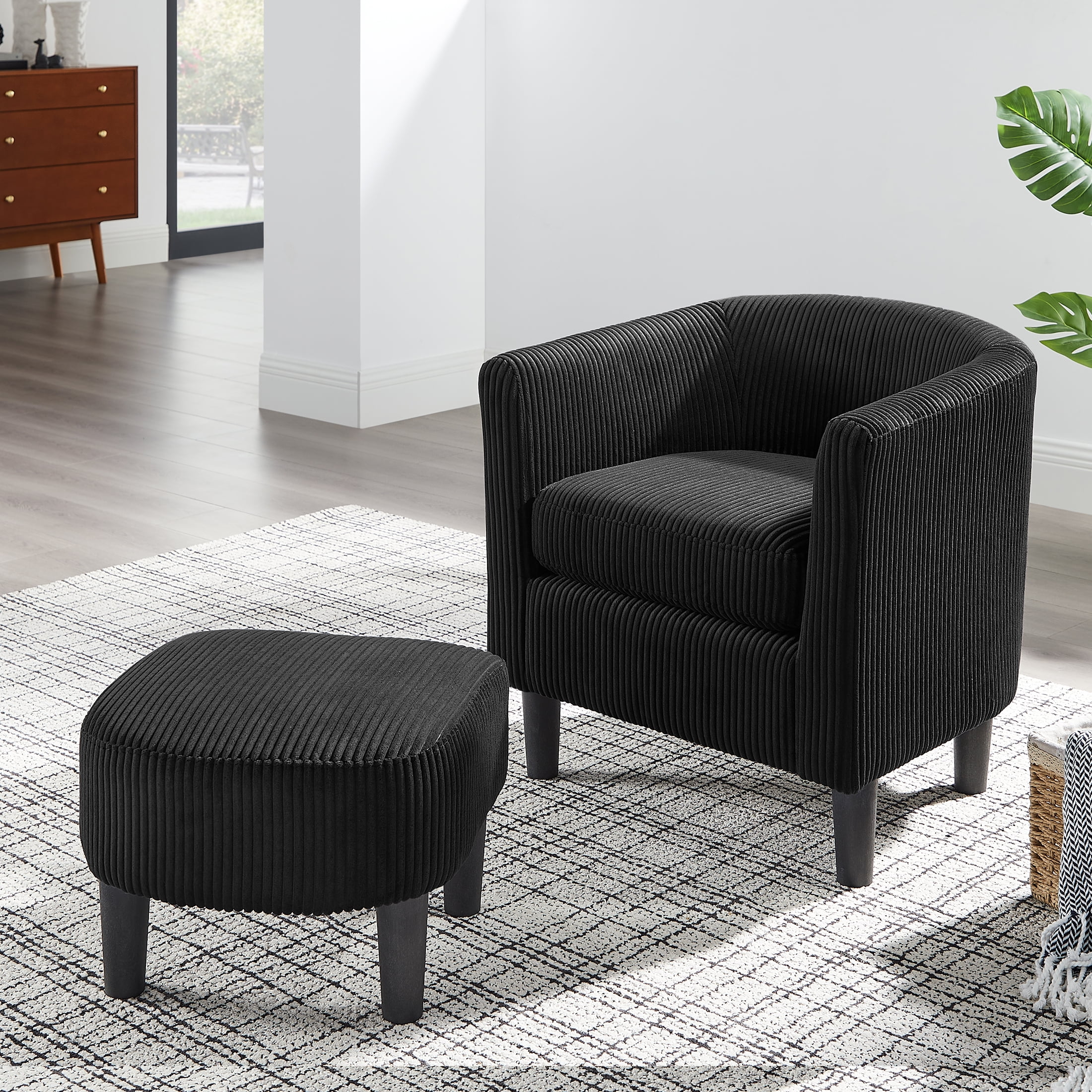 Aukfa Accent Chair with Ottoman for Living Room Bedroom, Modern Club ...