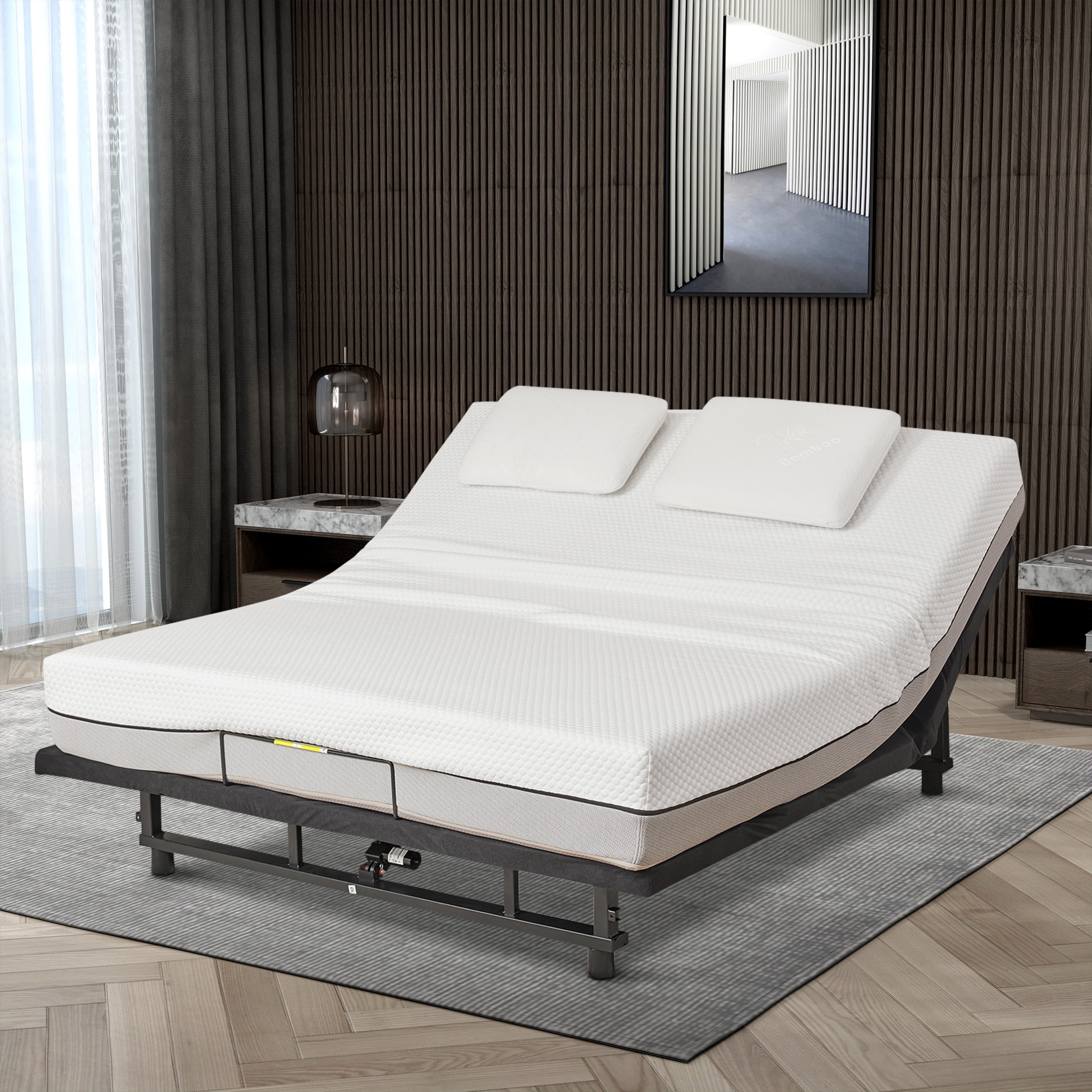 Aukfa Adjustable Bed Frame Base King, Wireless Remote, Quiet Dual OKIN ...