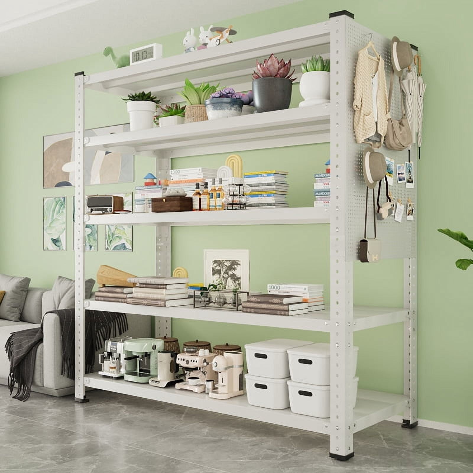 Aukfa 5-Tier Heavy Duty Storage Shelves with Side Panel, 2000lbs, 47.24 ...