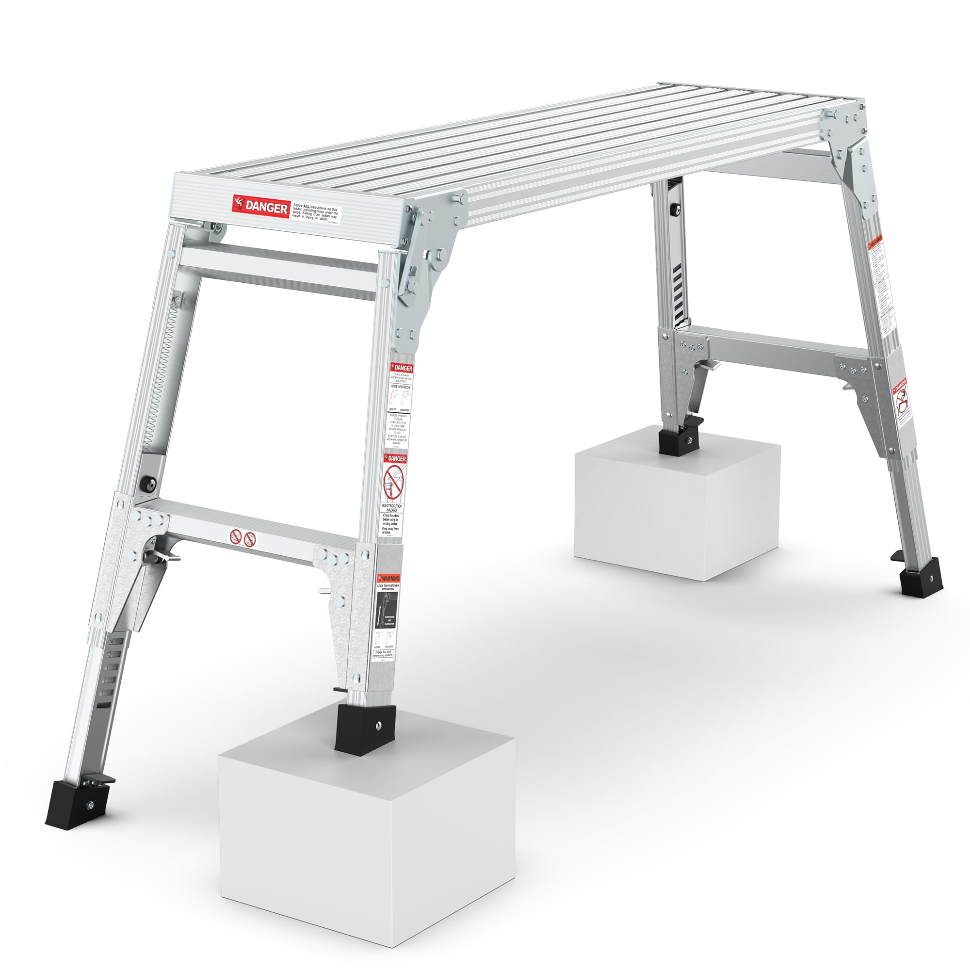 Aukfa Adjustable Work Platform, Portable Bench Folding Ladder,Gray ...