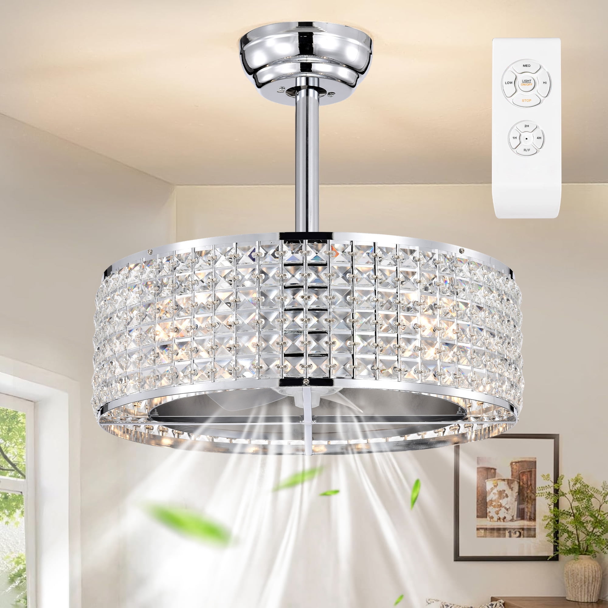 Aukfa Ceiling Fan with Light and Remote, 20" Low Profile Ceiling Fan ...