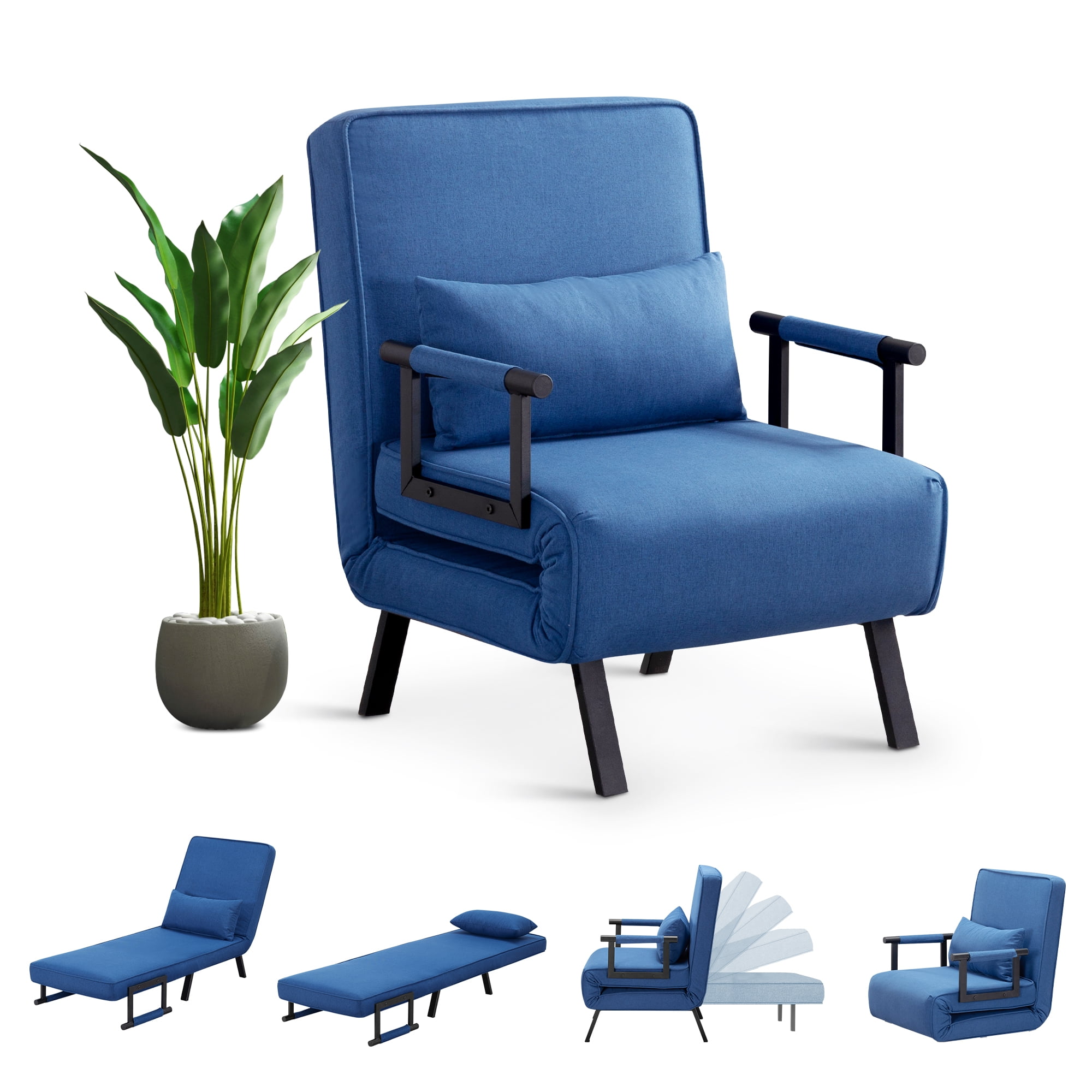 Aukfa Comfy Mini Sofa Adjustable Backrest Chaise Lounger Convertible ...