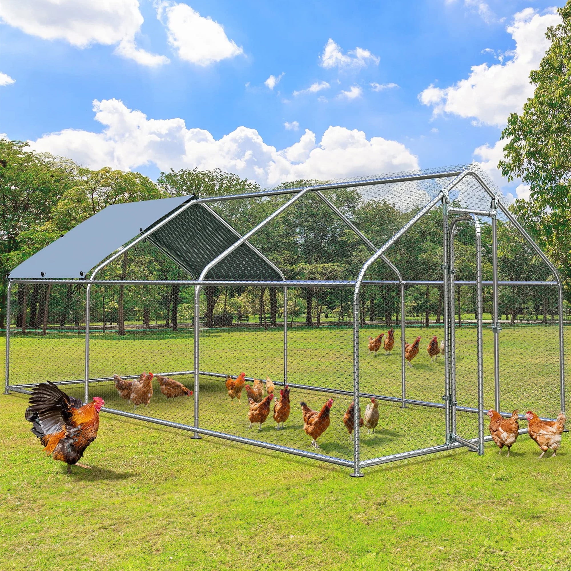 Aukfa Chicken Coop, 20 ft Large Chicken Run Cage Outdoor, Heavy Duty ...