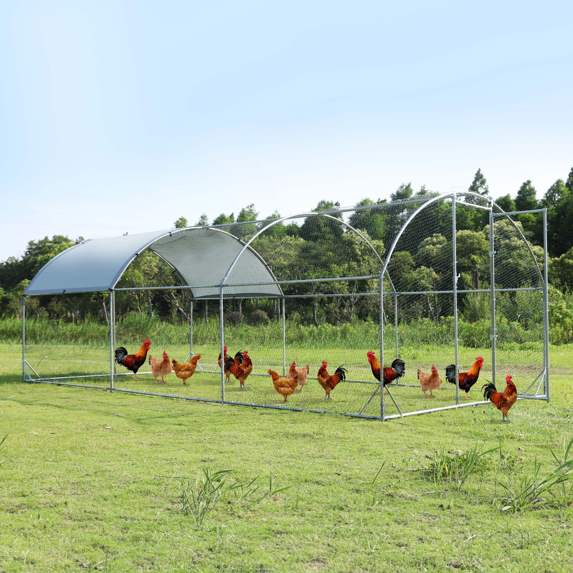 Aukfa Chicken Coop Large Metal Chicken Cage with Waterproof for Outdoor ...