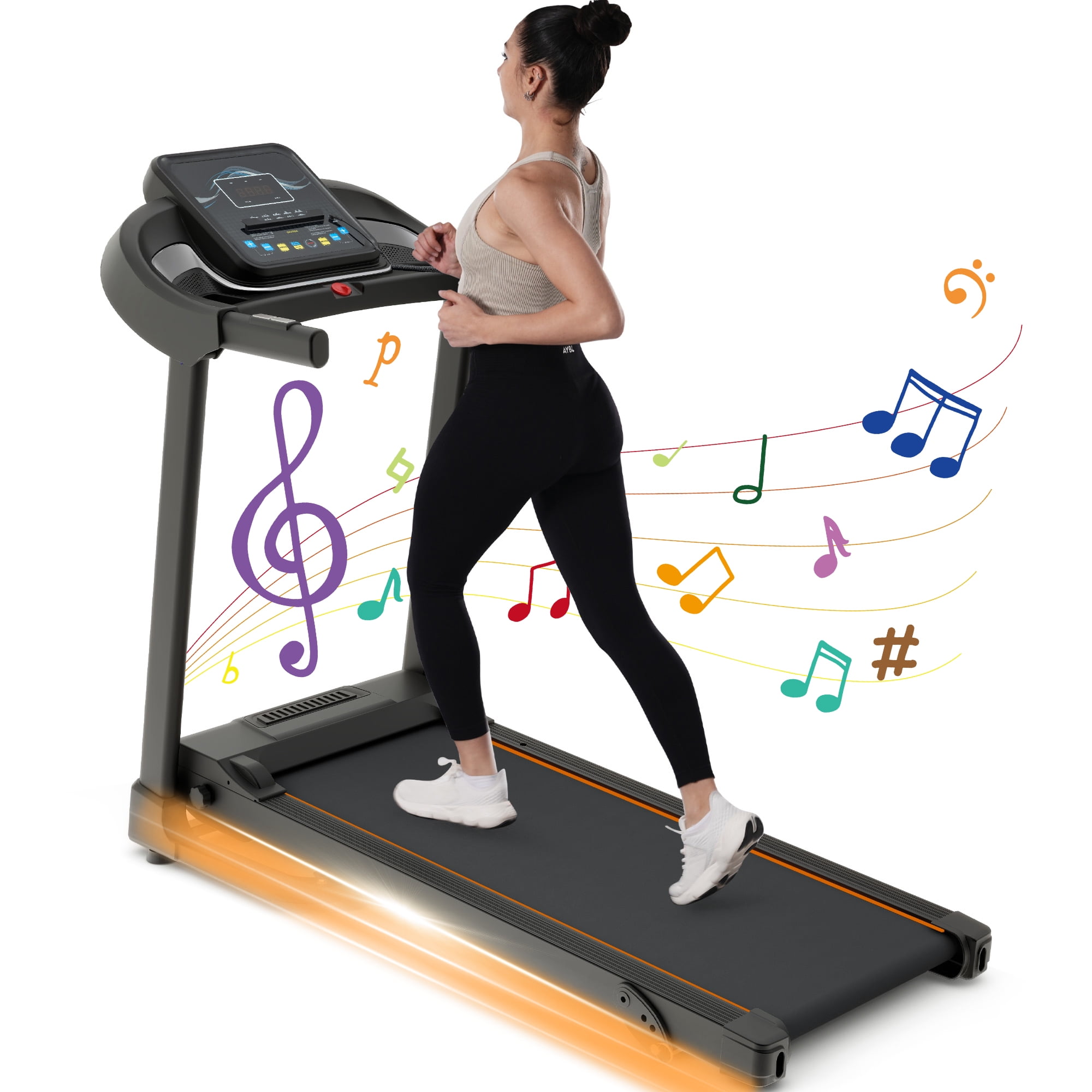 Aukfa Compact Folding Treadmill for Home, Motorized Running Jogging ...