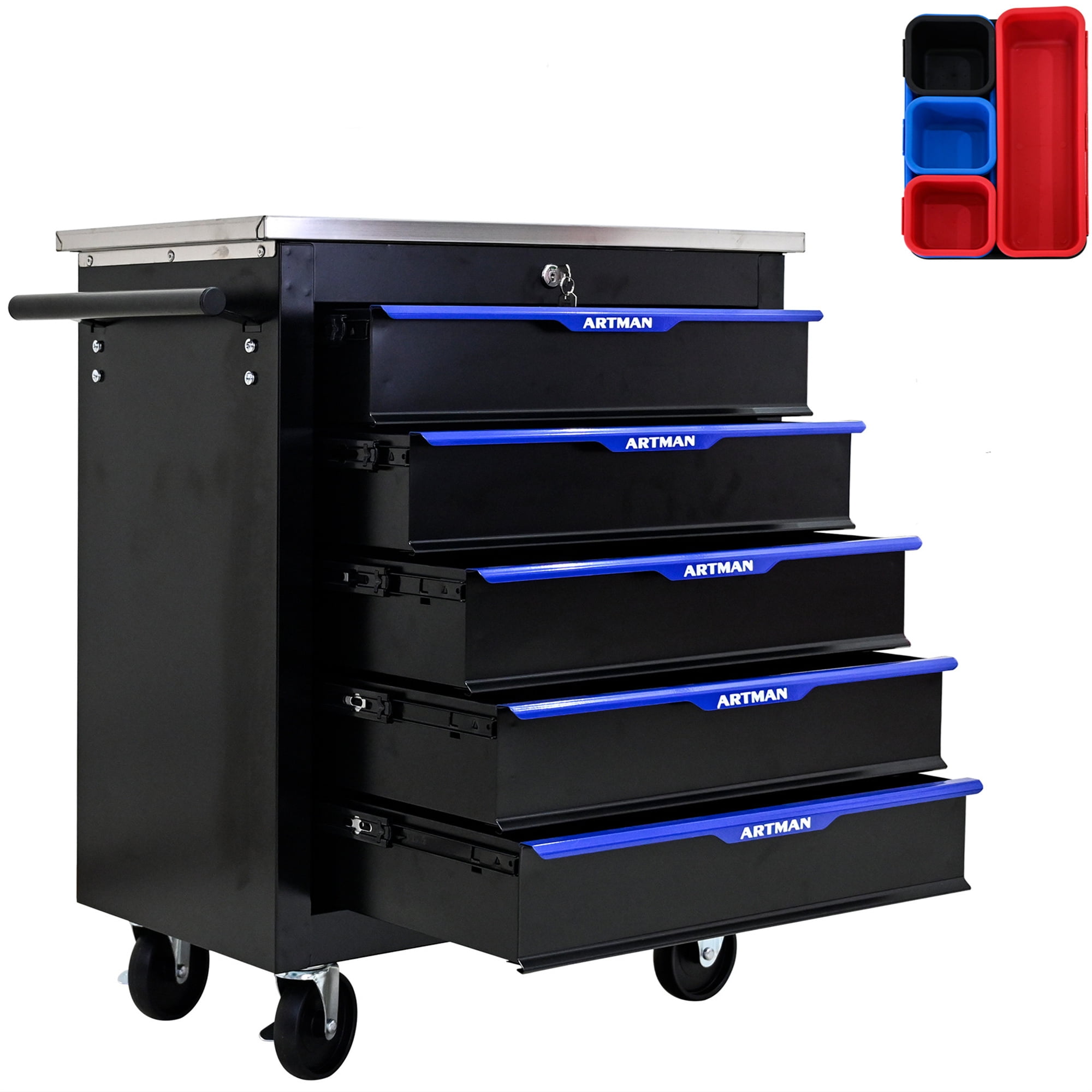 Aukfa Composable 25.9 in Tool Chest with 5 Drawers&7 Plastic Storage ...