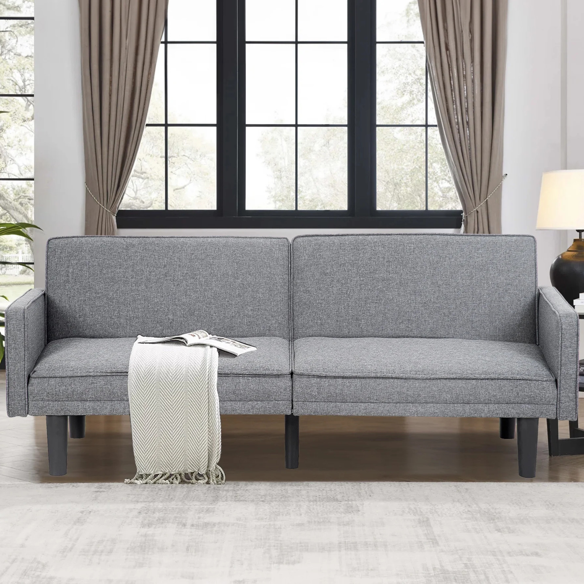 Novogratz Vintage Tufted Split Back Futon, Grey Velvet - Walmart.com