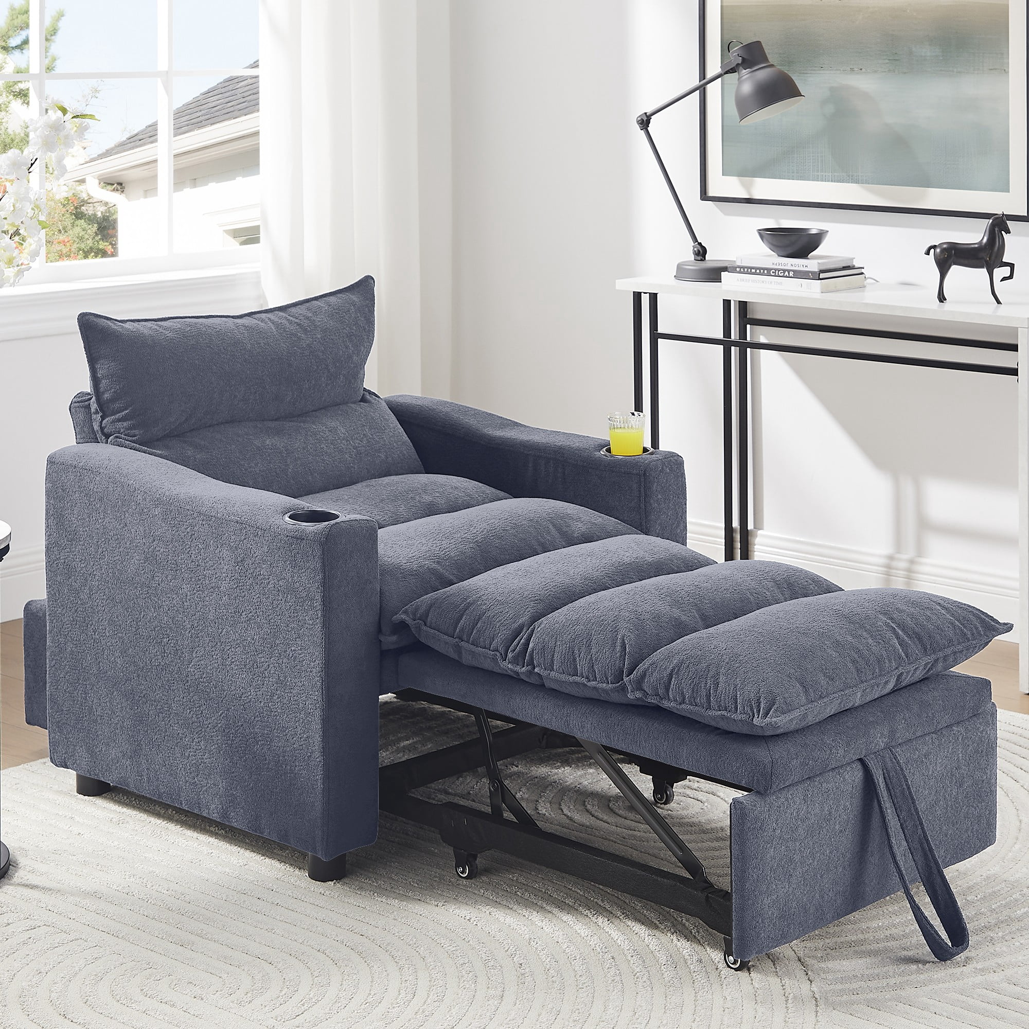 Aukfa Convertible Sleeper Chair Bed, 3-in-1 Pull Out Sofa Chair with ...