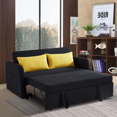 "Zechuan 55"" Convertible Love Seat Pull-Out Couch, Modern Velvet Sofa ...