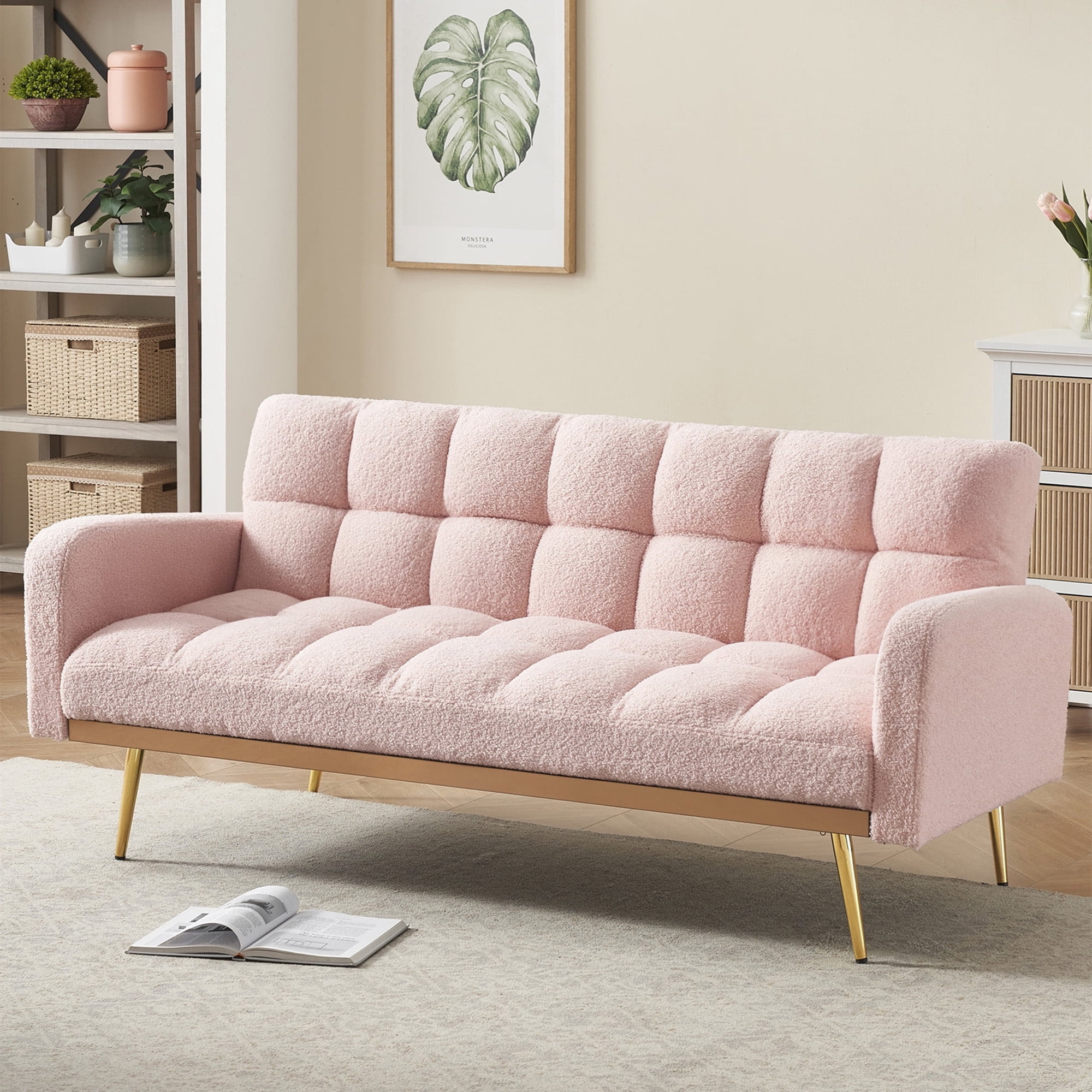 Aukfa Deep Tufted Futon Convertible Sofa Bed for Home Office, Upgrade ...