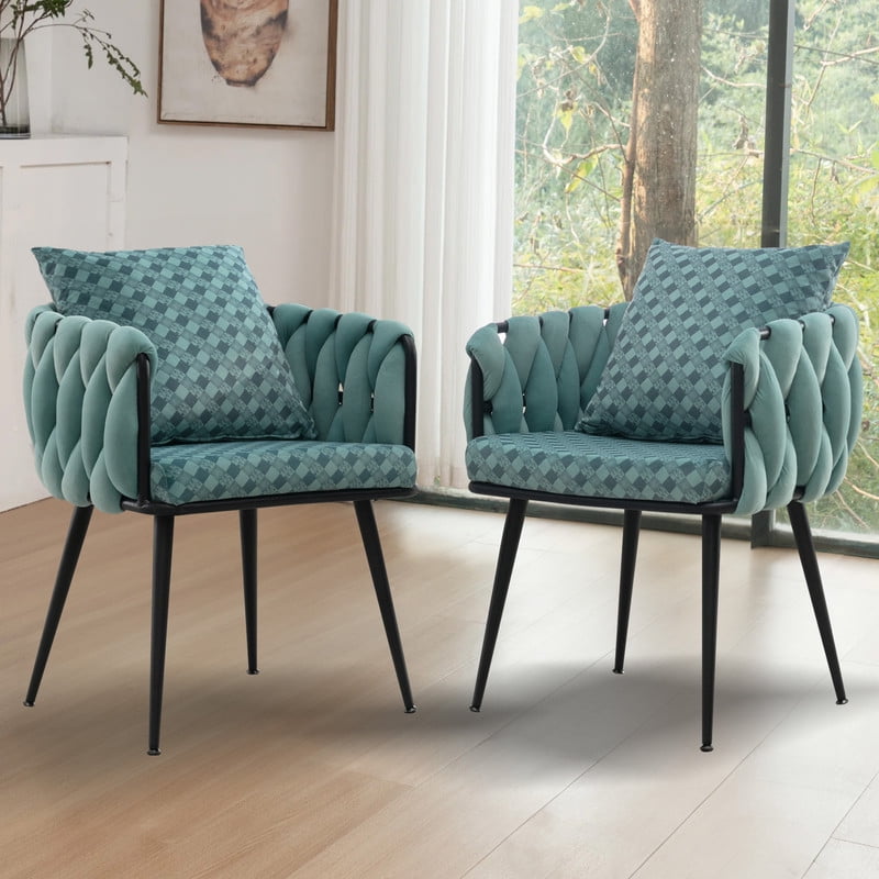 Aukfa Dining Chairs Set of 2, Velvet Comfy Reading Accent Chair w ...