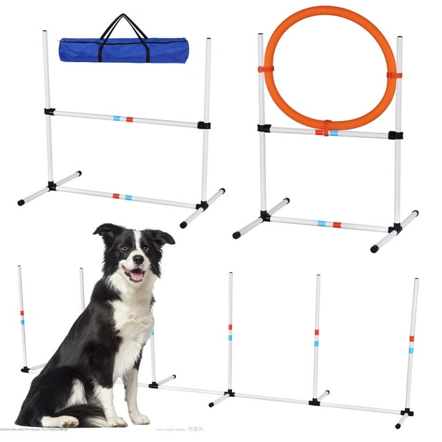 Aukfa Dog Agility Equipment Set, Includes Agility Hurdle, Jumping Ring ...