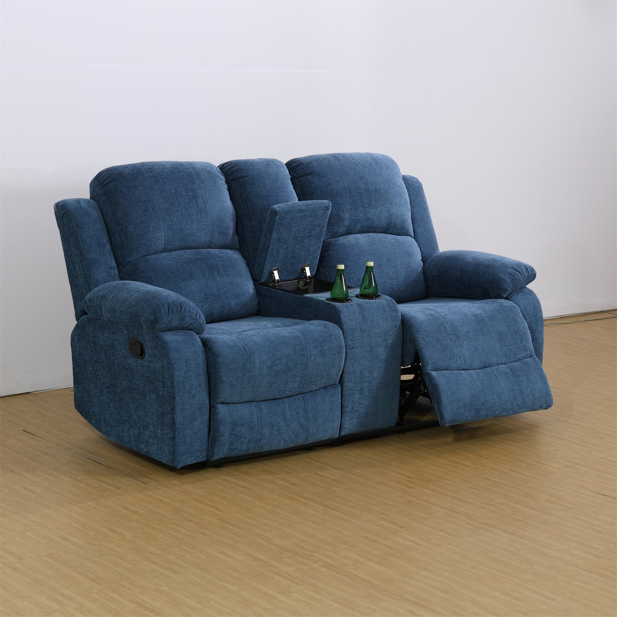 Aukfa Double Manual Recliner Chair, Overstuffed Loveseat with Cupholder ...