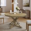 Extendable Round Dining Table for Six, Solid Wood Farmhouse Style ...