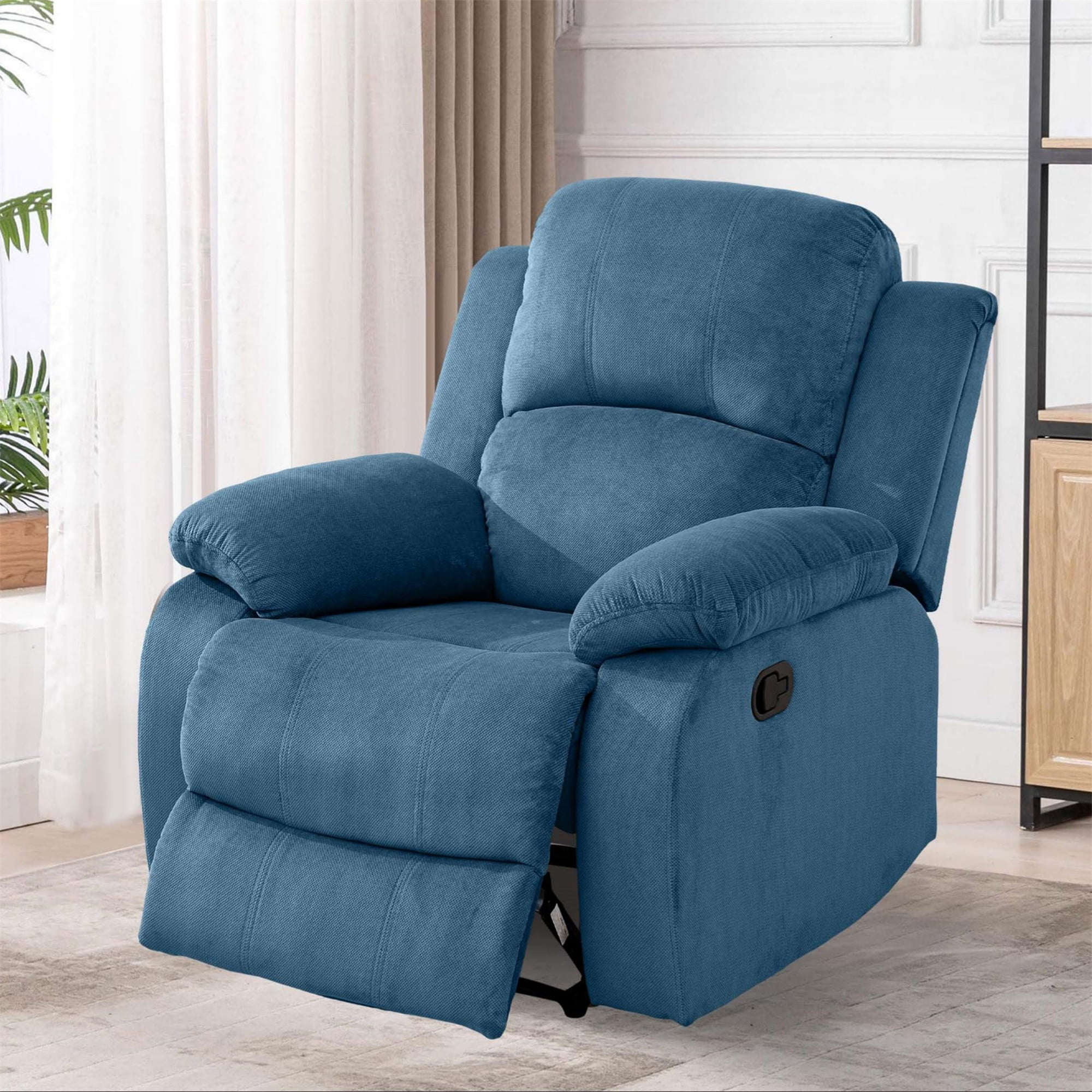 Aukfa Fabric Recliner Chair Overstuffed Armchair, Blue - Walmart.com