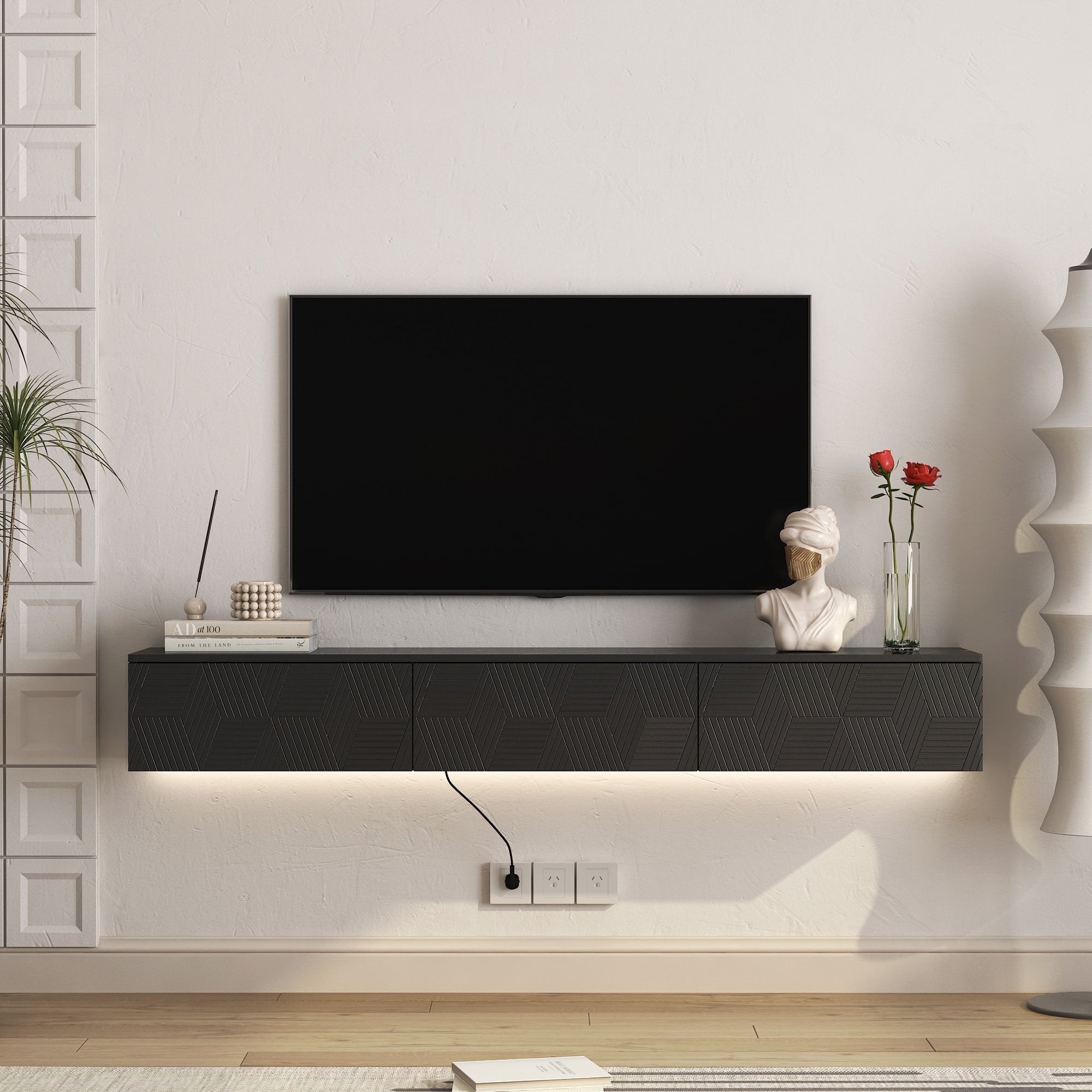Aukfa Floating TV Stand - Wall Mounted for TVs 70 - Walmart.com