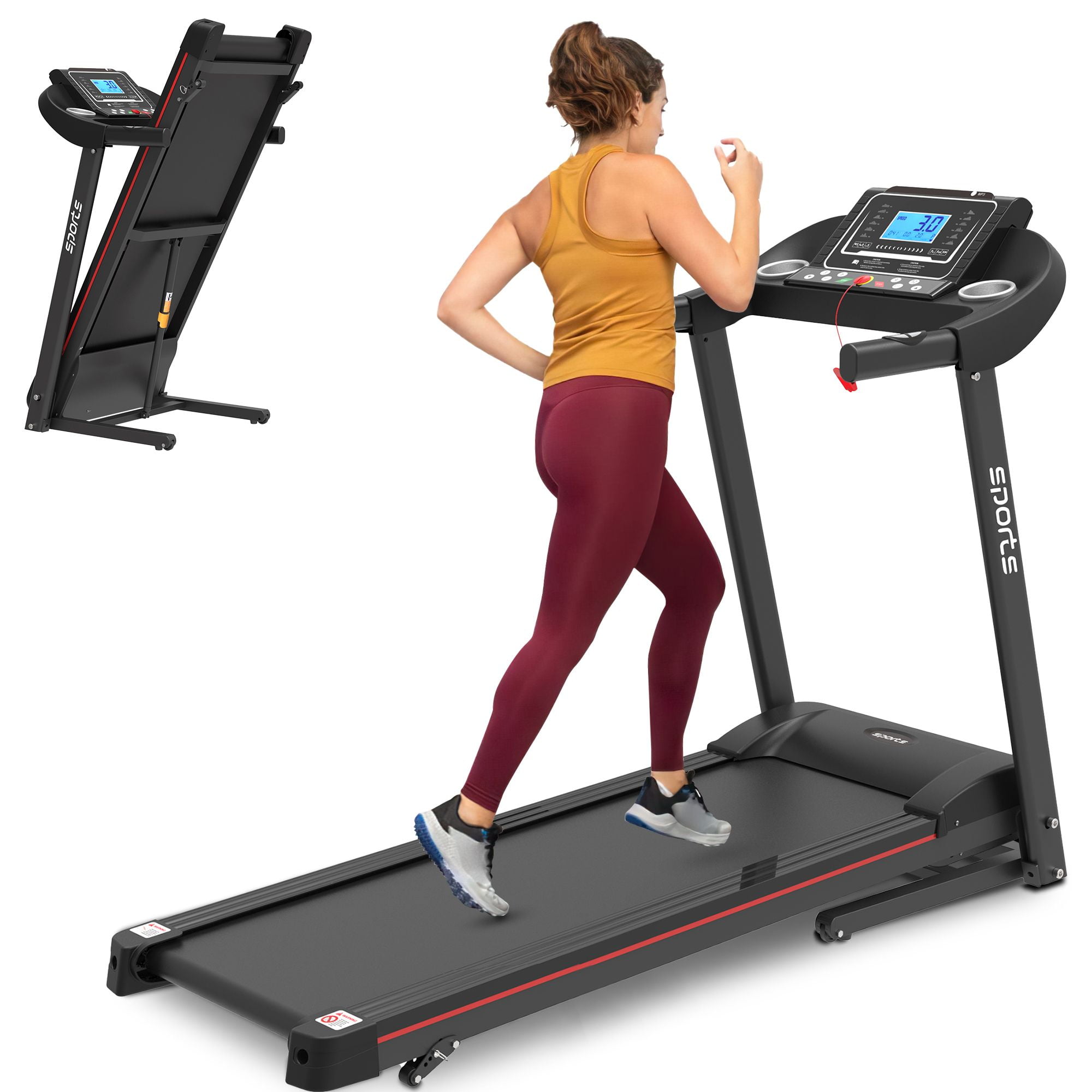 Aukfa Foldable Treadmill with Incline - Folding Treadmill with 5" LCD ...