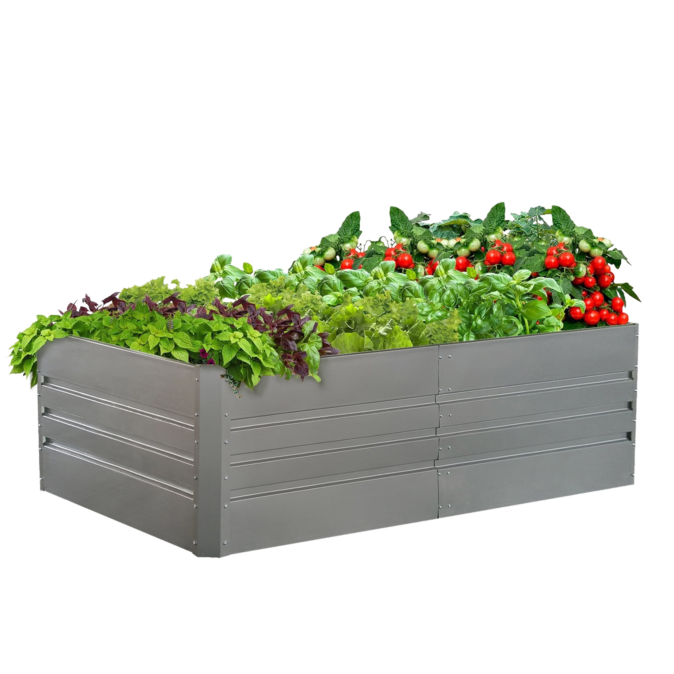 Aukfa Galvanized Raised Garden Bed, 8x4x2FT Metal Planting Box Outdoor ...