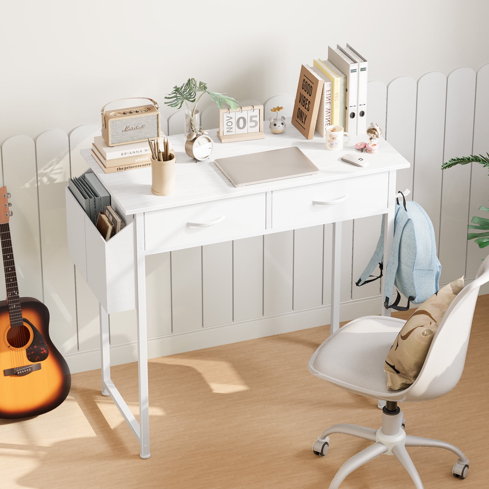 Aukfa Gaming Computer Desk with Storage Drawer, Wood Student Writing ...