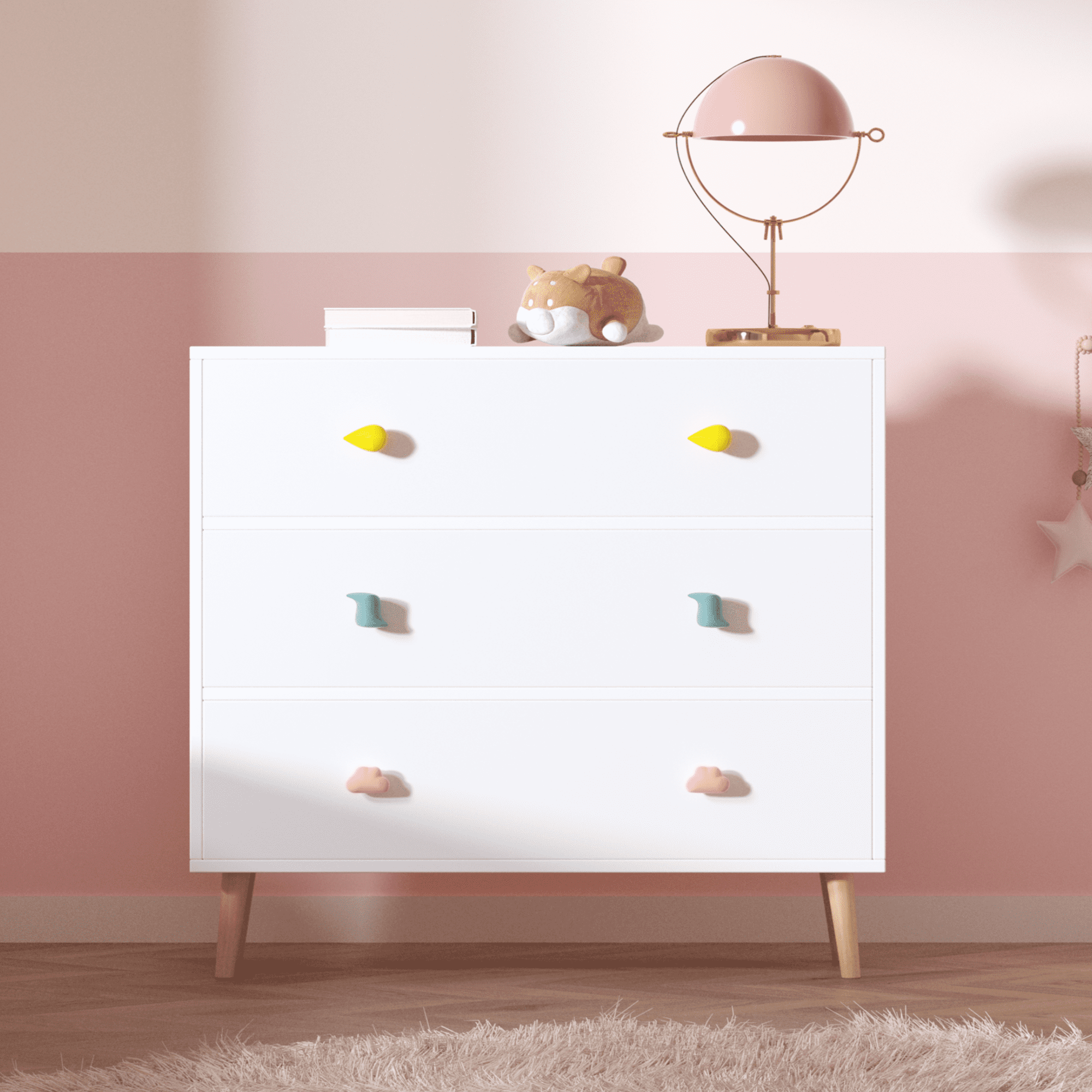 Aukfa Kids 3 Drawer Dresser for Bedroom, Wooden Chest of Drawers for ...