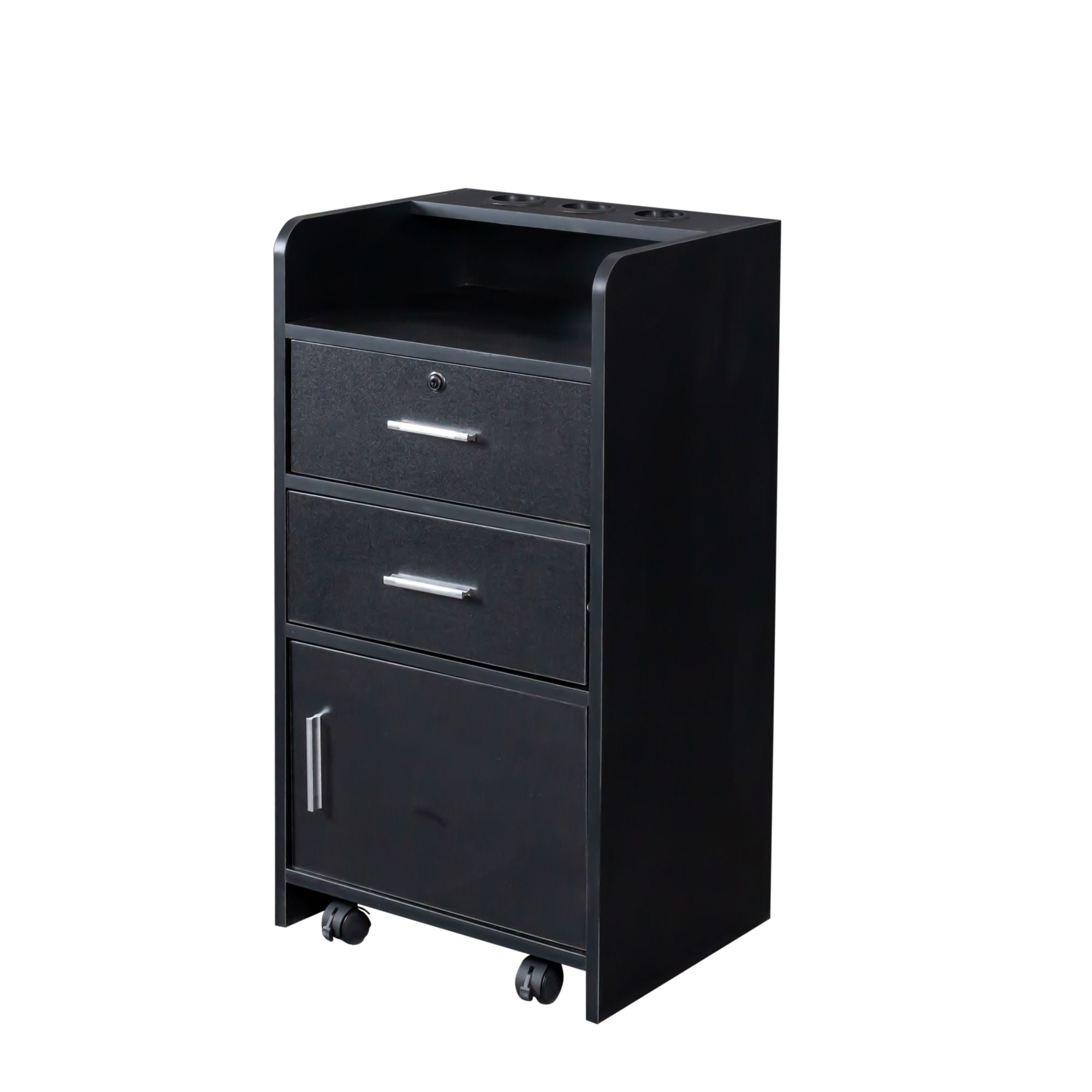 Aukfa Locking Salon Storage Cabinet for Hair Stylist with 2 Drawer ...