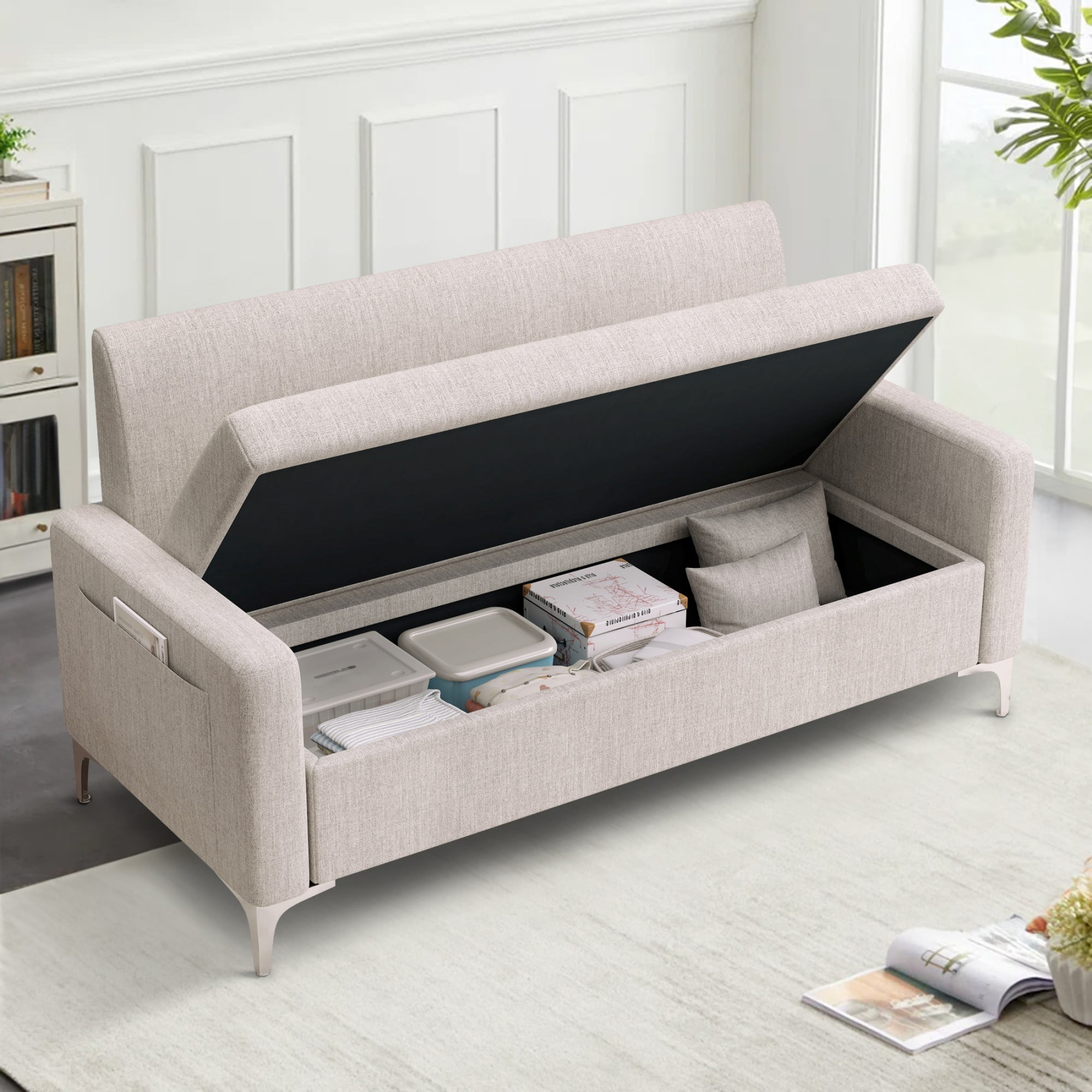 Aukfa Loveseat Sofa Couch with Storage Underneath, Small Couch for ...