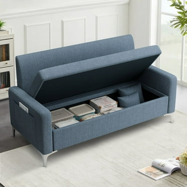 57" Multi-functional Storage Loveseat Sofa,Upholstered 2 Seat Sofa with ...