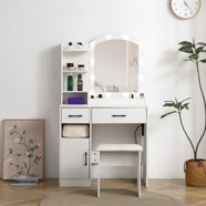 Sauder Cannery Bridge Bedroom Vanity with Mirror in Sindoori Mango ...