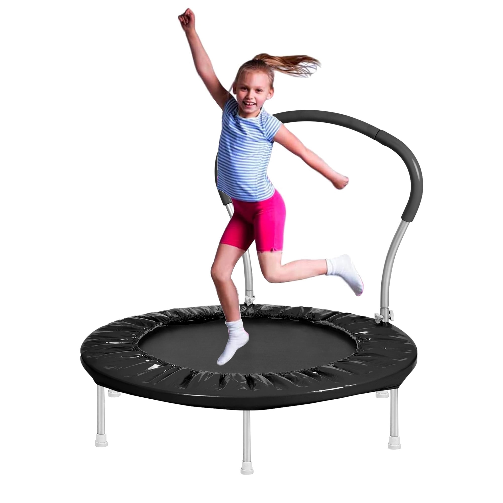 Aukfa Mini Trampoline with Handrail for Kids, 36" Fitness Rebounder ...