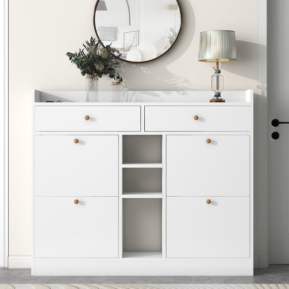 Aukfa Modern 4 Flip Drawers Shoe Cabinet for Entryway Free Standing ...
