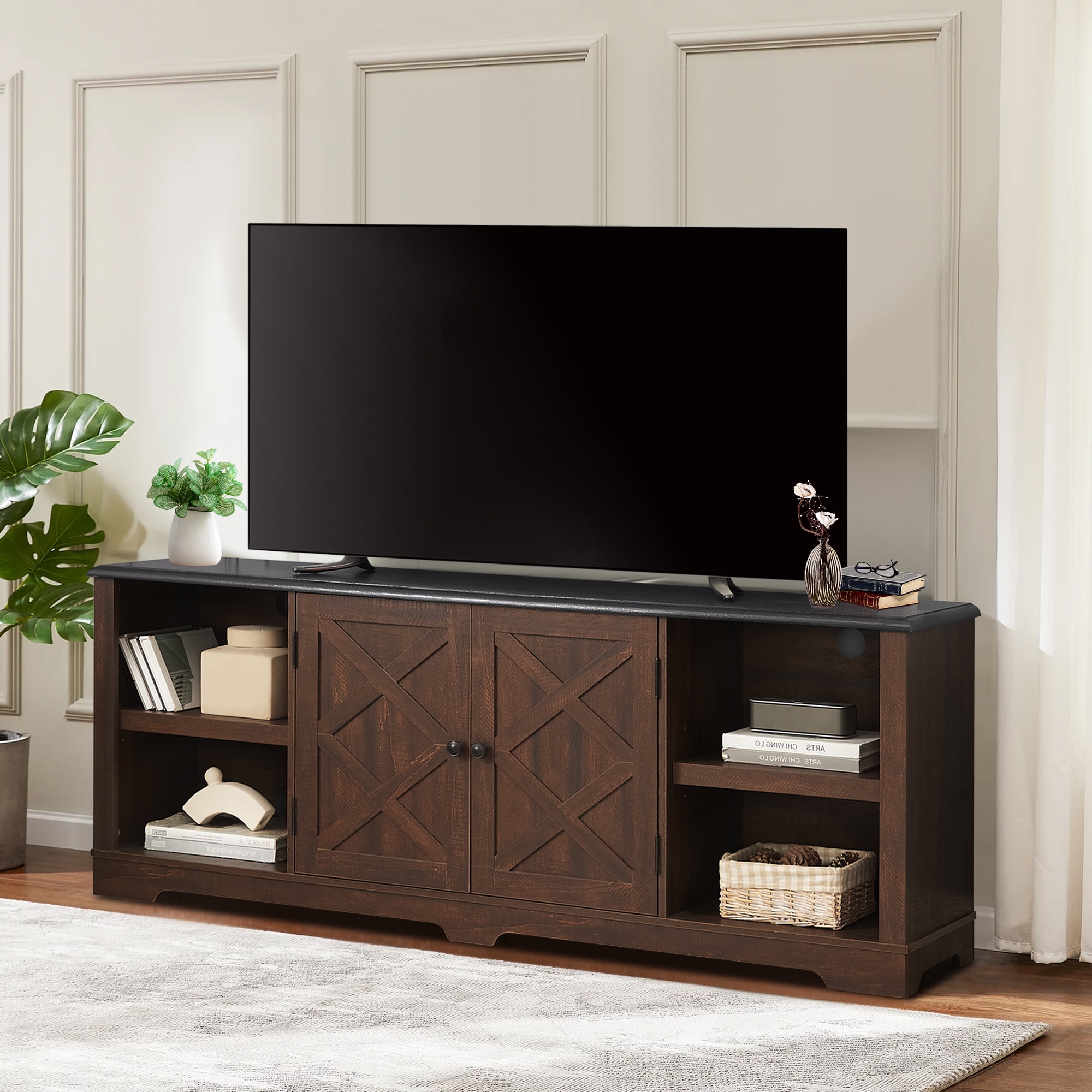 Free Shipping! Aukfa Modern Farmhouse TV Stand for TVs Up to 80 Inches ...