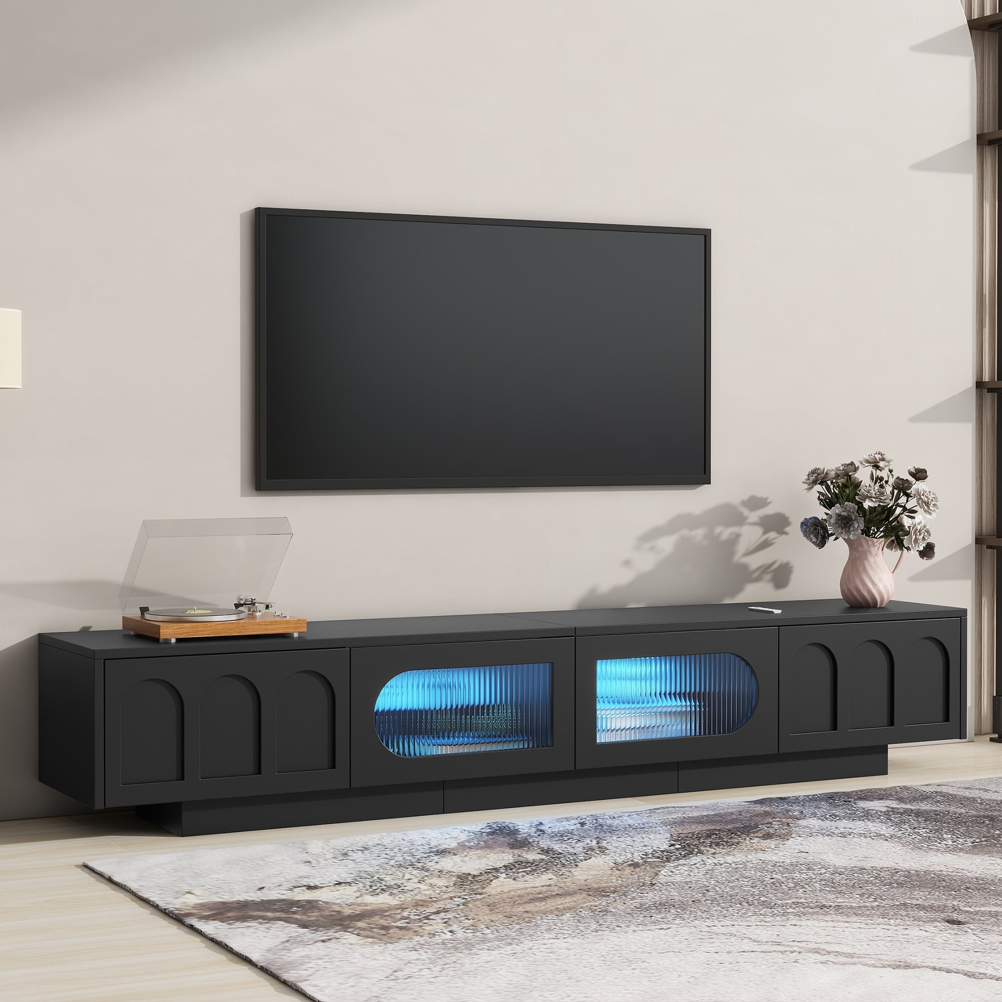 Aukfa Modern TV Stand - Geometric Design - LED Lighting - Walmart.com