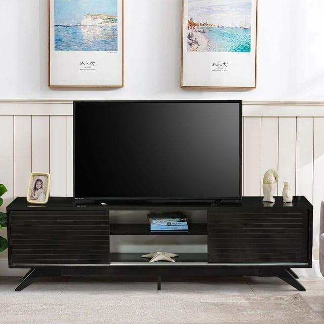 Aukfa Modern TV Stand for TVs up to 70" - TV Cabinet with 2 Sliding ...