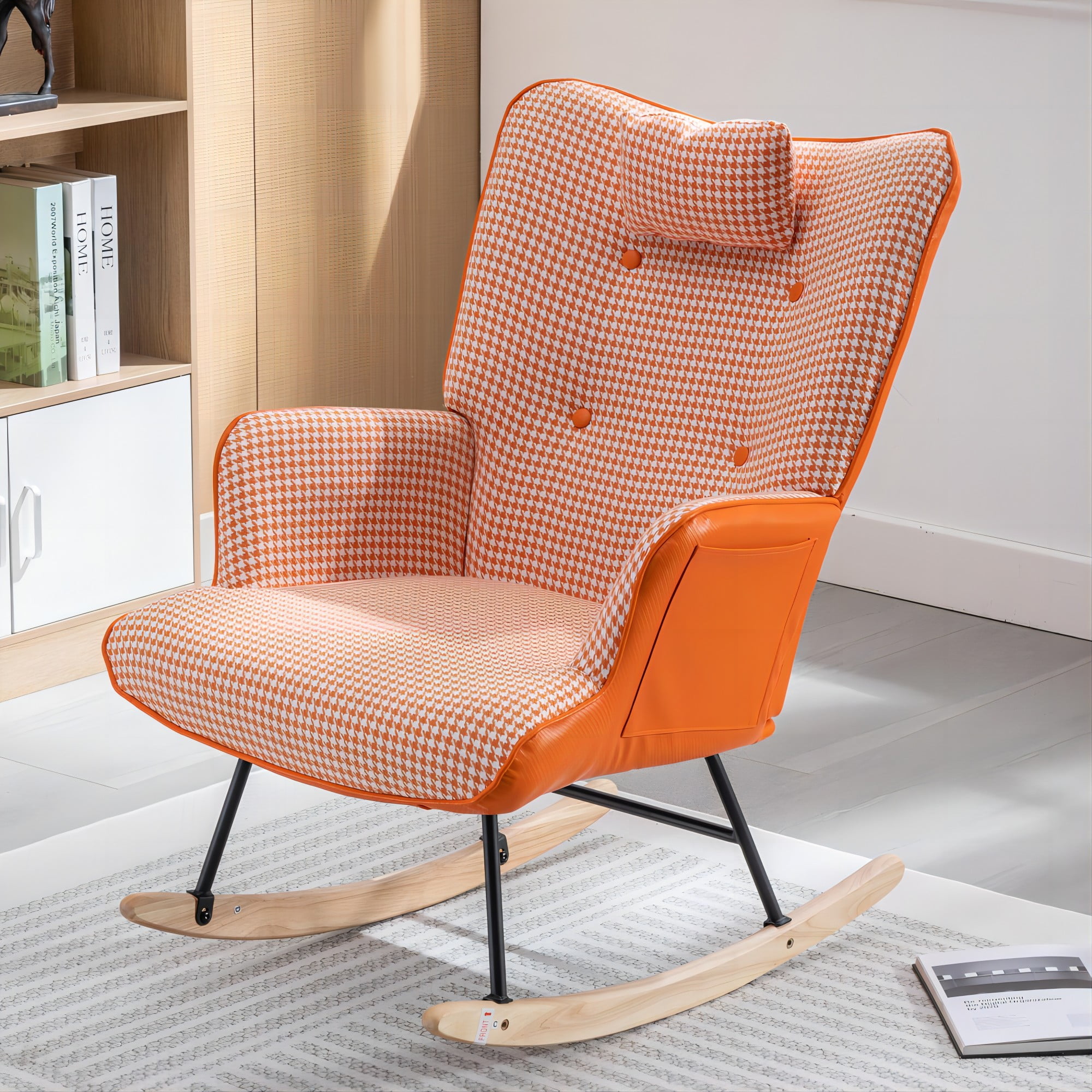 Aukfa Nursery Rocking Chair, Upholstered Glider Rocker Rocking Accent ...
