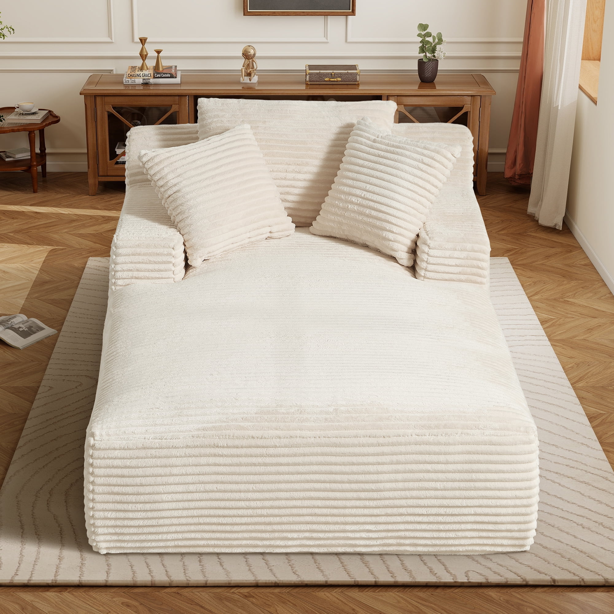 Aukfa 78.7" Extra Long Chaise Lounge Sofa, Oversized Upholstered Couch ...