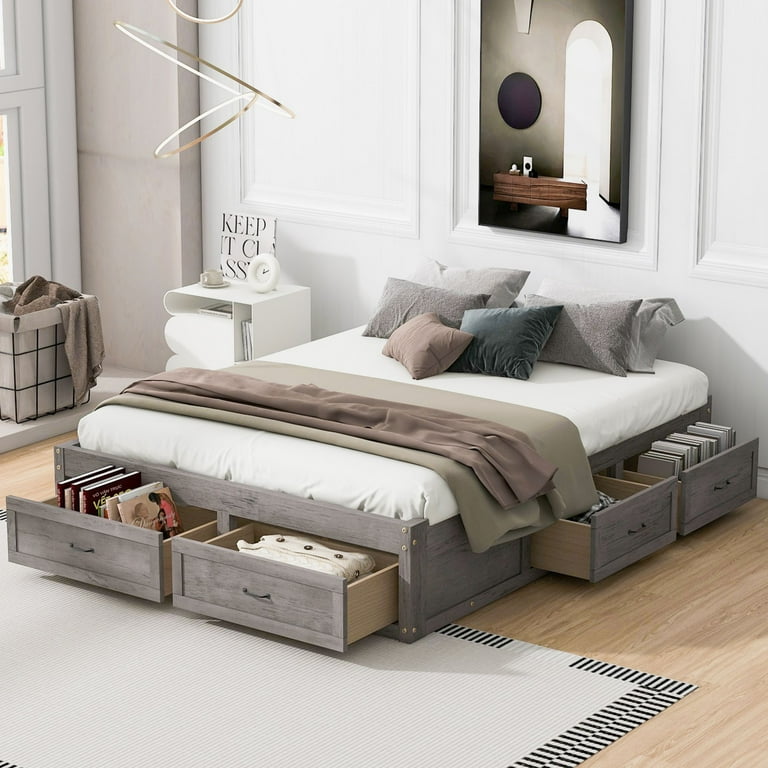 Queen captains bed frame store
