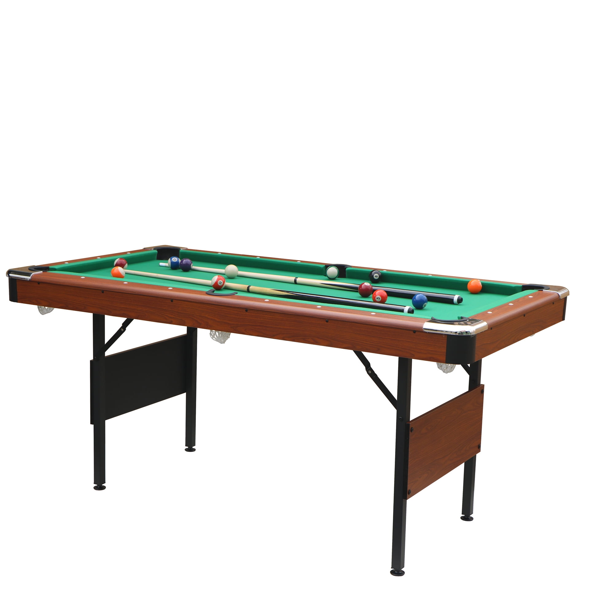 Aukfa Pool Table, Folding Billiard Game Table, Green/Brown - Walmart.com